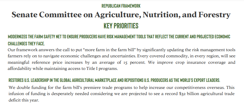 Senate Ag GOP Unveils Farm Bill Framework - Farm Policy News