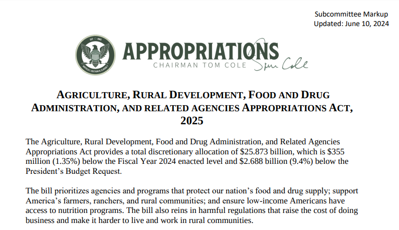 House Subcommittee Approves Ag Funding Bill - Farm Policy News