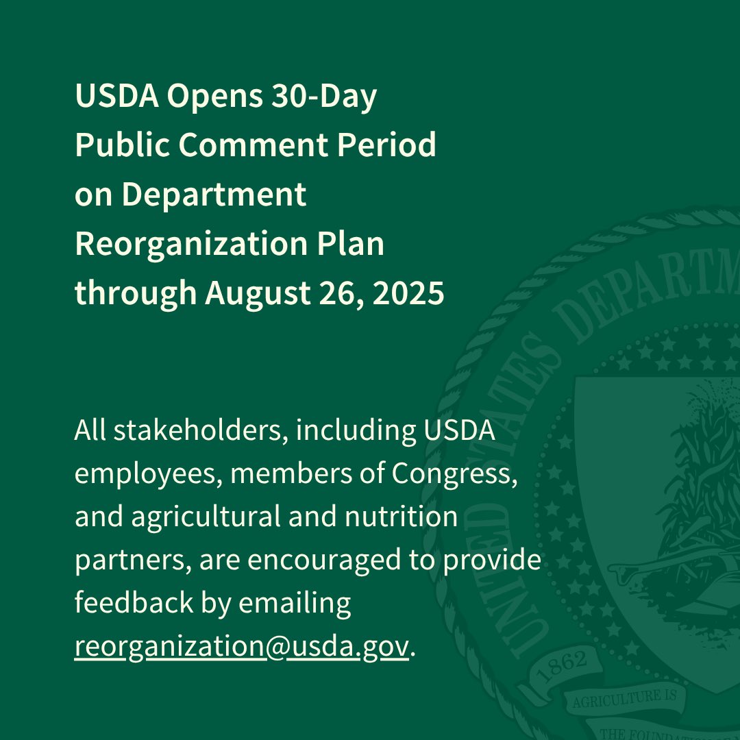 USDA Reorg Plan 'About 95%' Finalized as Feedback Period Begins - Farm ...