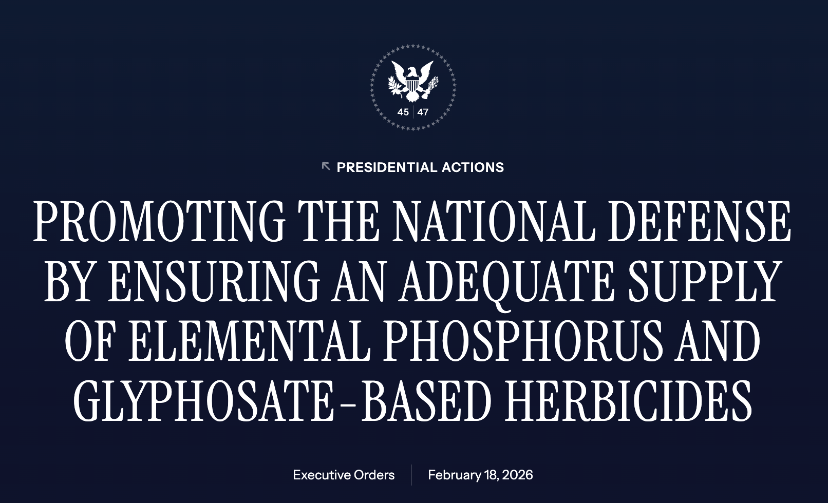 Trump Signs Order Protecting Glyphosate, Phosphorus Production - Farm ...